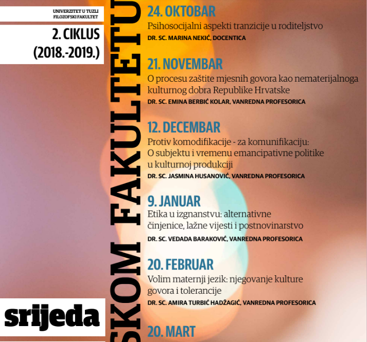 Turistička zajednica grada Tuzla - Srijeda na Filozofskom fakultetu u Tuzli: Otvorena predavanja ...